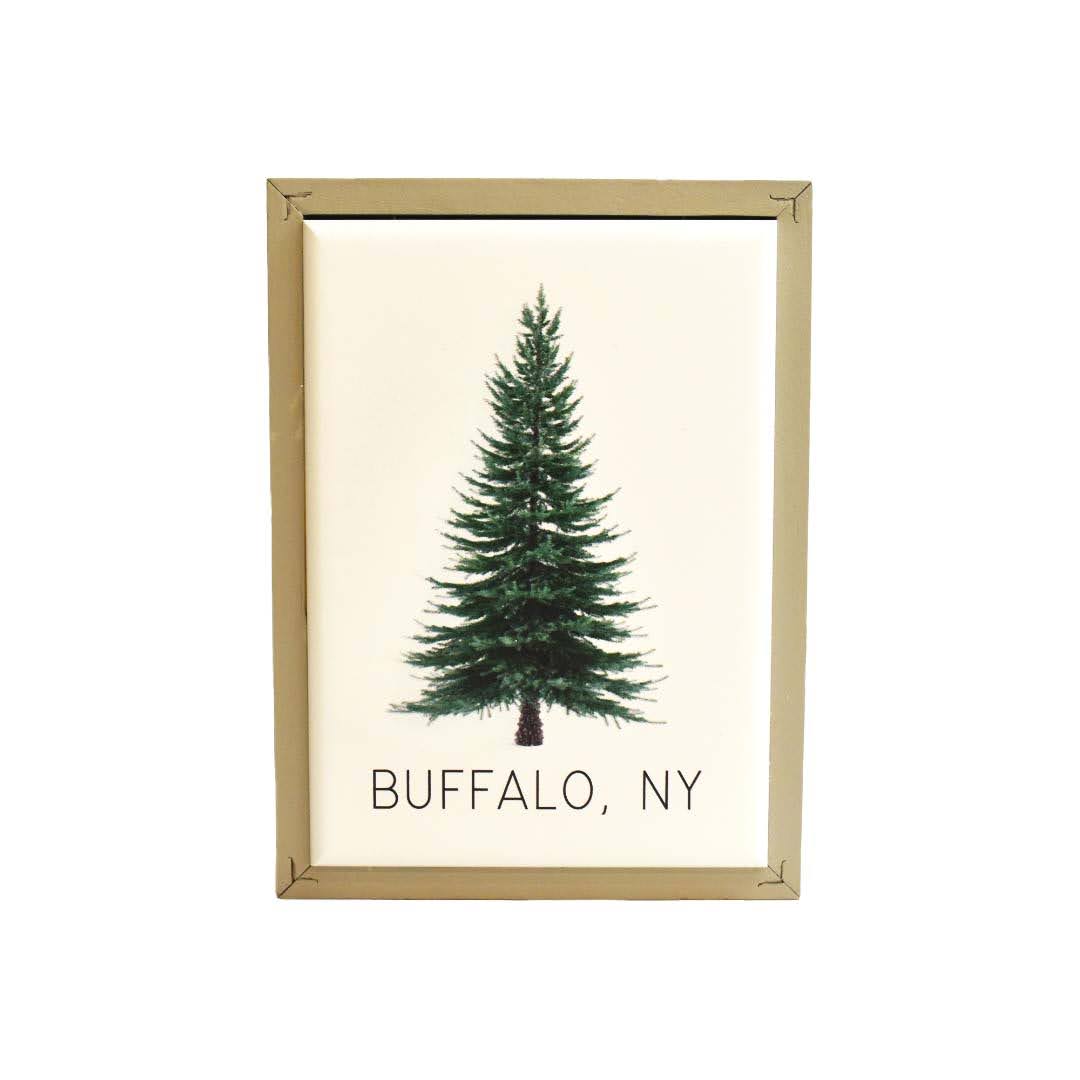 Buffalo Pine Tree Framed Wooden Sign – The BFLO Store