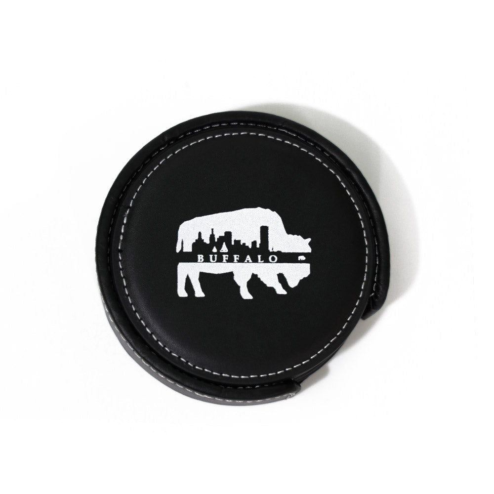 Black Leather Buffalo Coaster Set – The BFLO Store
